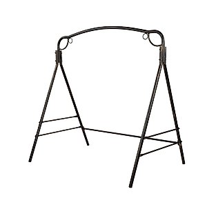 MTFY Upgraded Metal Porch Swing Chair Frame, Outdoor Patio Hanging Porch Swing Frame, Vintage Heavy Duty 2-Person Steel Swing Hanging Chair Frame for Patio Garden Bench Backyard - Frame,Black
