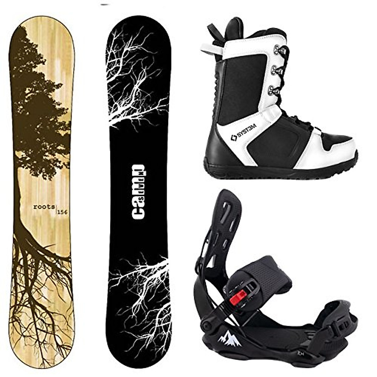 Package-Camp Seven Roots CRC Snowboard-159 cm-System LTX Binding Large-System APX Snowboard Boots 11