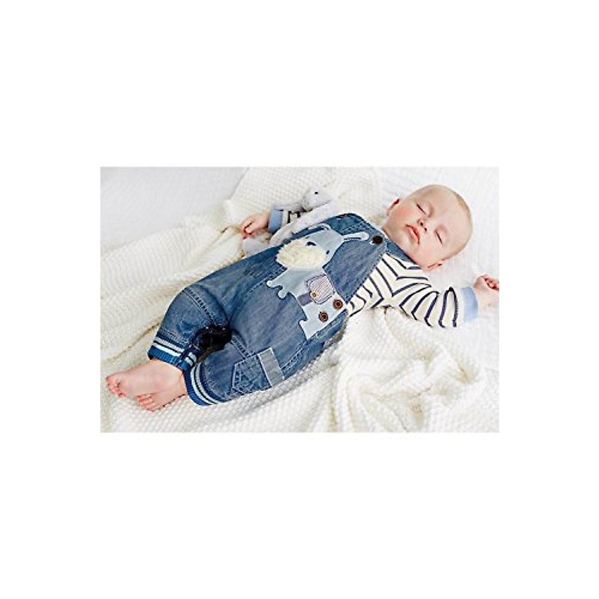 LvYinLi Cute Baby Boys Clothes Toddler Boys' Romper Jumpsuit Overalls Stripe Rompers Sets (3-8 months, Blue)