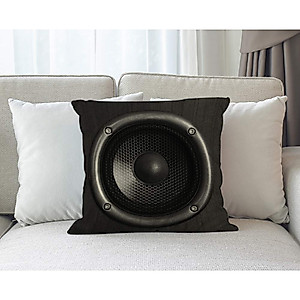 Moslion Throw Pillow Cover Speaker 18x18 Inch Music Sound Fashion Cool Young Black Square Pillow Case Cushion Cover for Home Car Decorative Cotton Linen