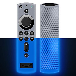 Remote Case/Cover for Fire TV Stick 4K,Protective Silicone Holder Lightweight[Anti Slip]ShockProof for Fire TV Cube/Fire TV(3rd Gen)Compatible with All-New 2nd Gen Alexa Voice Remote Control-Glow Blue