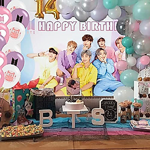 BTS Bangtan Boys Birthday Party Decoration, BTS Party Photo Background 5 x 3 FT and 18 Pcs BTS Balloon, BTS Merch Party Backdrop Supplies