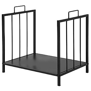 MyGift Compact Firewood Rack, Black Metal Fireplace Wood Log or Kindling Holder Organizer