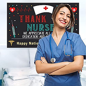 Nurse Appreciation Week Banner Backdrop Decorations - Happy National Nurses Week Banner Decoration Thank You Nurses Banner for Medical Doctor Nursing Party Decorations