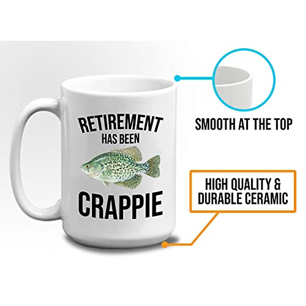 Fishing Lovers Coffee Mug 15Oz White - Retirement Has Been Crppie - Fisherman Fisher Boyfriend Lure Outdoorsmen Bass Pro Boat Lake Lovers Rod