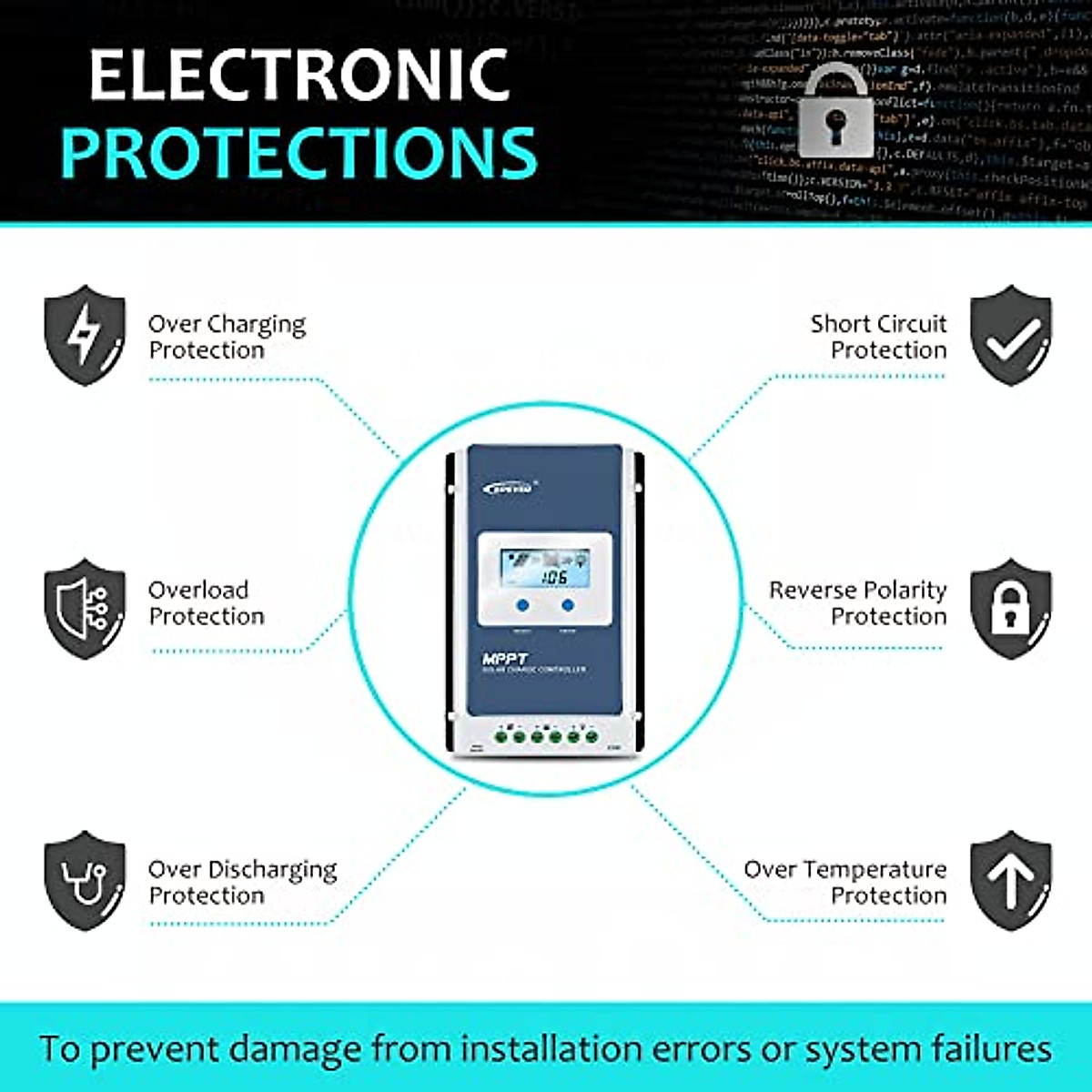 EPEVER 10A Solar Charge Controller MPPT Solar Panel Charge Controller 12V / 24V Auto Working Max PV 100V Solar Charge Battery Regulator with LCD Display for Gel Flooded Sealed Lithium Batteries