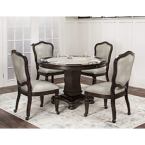 Sunset Trading Vegas Dining and Poker Table, 2 in 1 Game, Gray/Black/Off-white