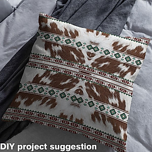 Feelyou Cowhide Outdoor Fabric by The Yard, Exotic Ethnic Boho Stripes Animal Fur Skin Upholstery Fabric for Chairs, Cow Fur Pattern Decorative Fabric for Home DIY Projects, 2 Yards