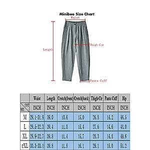 Minibee Women's Casual Linen Pants Elastic Waist Tapered Pants Trousers With Pockets Linen XL