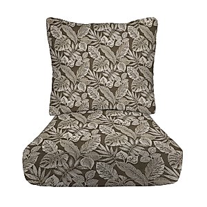 RSH DECOR: Deep Seating Cushion with Pillow Back | 25” x 25” Seat | Water and Fade-Resistant Spun Fabric | Outdoor Chair Cushion Set for Patio Furniture | Casco Pewter