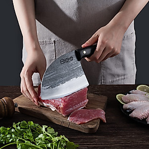 HDMD Serbian Chefs Knife Hand Forged Meat Cleaver Knife For Meat Cutting, Full Tang Serbian Knife High Carbon Steel Butcher Knife Kitchen Cleaver Knife
