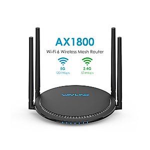 WAVLINK WiFi 6 Router,AX1800 Dual Band 2.4GHz/5GHz Gigabit Wireless Internet Mesh Router up to 1500 Square Feet Coverage & 64+Devices Connection,MU-MIMO| Turbo| TouchLink| Parental Control & QoS