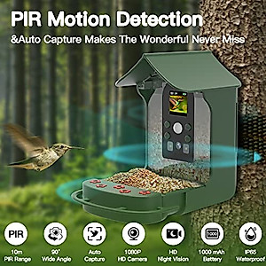 ESOXOFFORE Smart Bird Feeder with Camera,Hummingbird Feeder House with PIR Motion Detection 1080P Auto Capture Photo&Video,Night Vision,IP65 Waterproof Bird Watching Camera Gift -32G Card