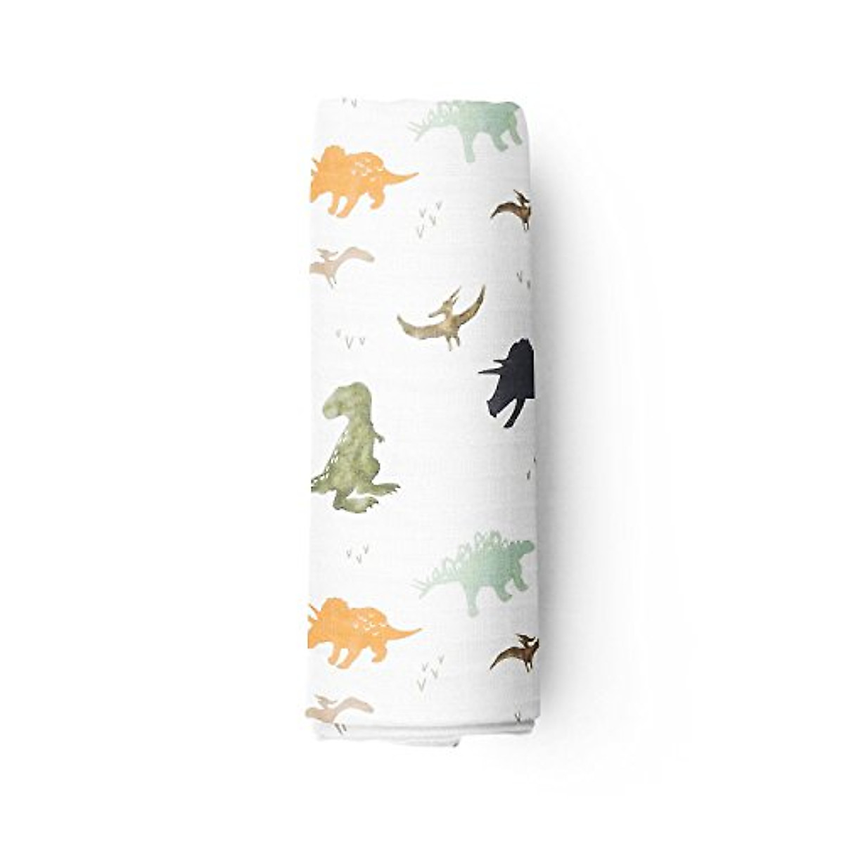 Aenne Baby Muslin Baby Swaddle Blanket Dinosaur Dino Print, Luxurious, Soft and Silky, 70% Bamboo 30% Cotton 47x47inch (1pack), Baby boy Nursing Cover, wrap, Burp Cloth