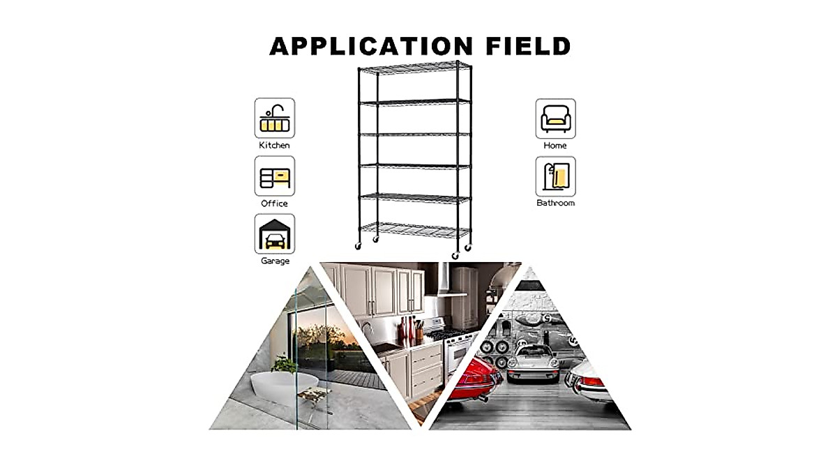 Heavy Duty 6-Tier Wire Shelving Unit with Casters – 2100LbsCapacity