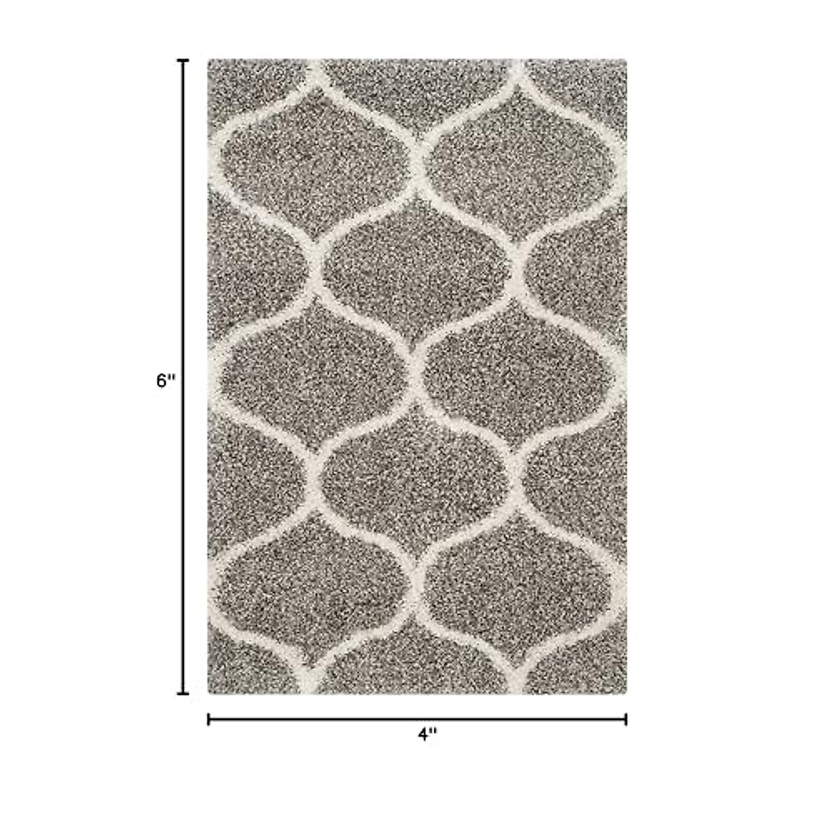 SAFAVIEH Hudson Shag Collection Accent Rug - 4' x 6', Grey & Ivory, Trellis Design, Non-Shedding & Easy Care, 2-inch Thick Ideal for High Traffic Areas in Entryway, Living Room, Bedroom (SGH280B)