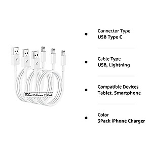 3Pack 10ft iPhone Charger Long, [Apple MFi Certified] Apple Charger Cord,10 Feet Original Lightning to USB Cable,10 Foot iPhone Charging Cable for iPhone 13 Pro/12 Mini/11/XS/MAX/XR/8/7/6/5/SE iPad