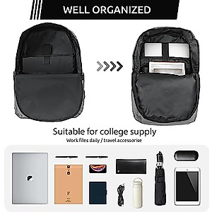 Wonarby Laptop College Backpack for Women Men Black Bookbag with Computer Compartment - Lightweight Book Bag - Large Back Pack for Travel, Work