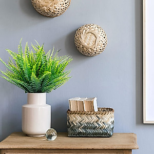 Helsens 18 Pcs Artificial Ferns Plants Bushes Fake Boston Fern Shrubs Plastic Plant Greenery for Outdoor Indoor Home Garden Decor