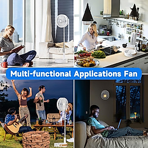 Marchpower Foldable Oscillating Standing Fan with Remote, 8" Portable Pedestal Quiet Fan with Timer, 7200mah Rechargeable USB Desk Fan for Home Bedroom Office Travel Outdoor Camping