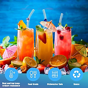 5/6Pcs Reusable Glass Straws, with 2 Cleaning Brushes, Clear Cute Butterfly Cherry Mushroom Straws Heat-Resistant Glass Straws for Smoothies Tea Juice Milkshakes Dishwasher Safe (Mushroom)