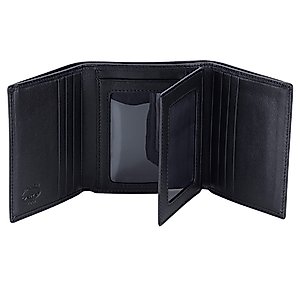 Stealth Mode Leather Trifold RFID Wallet For Men With Flip Out ID Holder