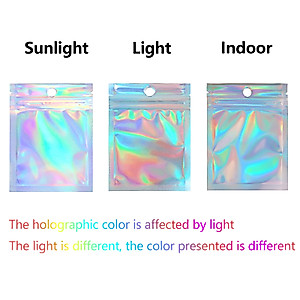 Holographic Resealable Bags 300 Pieces(3×4 Inch) Sealed Resealable Pouch for Food Storage