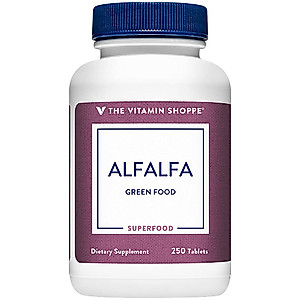 The Vitamin Shoppe Alfalfa 500 MG - Natural Green Food Supplement, Nature's Superfood - Antioxidant Green Superfood (250 Tablets)