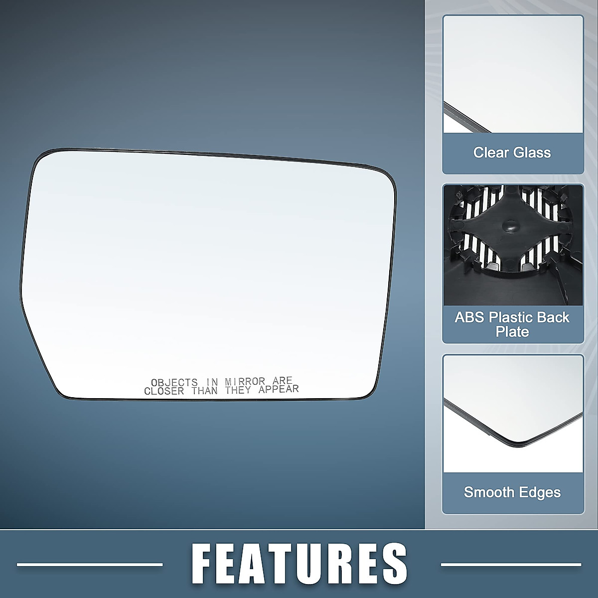 A ABSOPRO Heated Mirror Glass 4L3Z-17K707-AB with Backing Plate Passenger Right Side Mirror Replacement Glass for Ford F150 2004 2005 2006 2009 2010