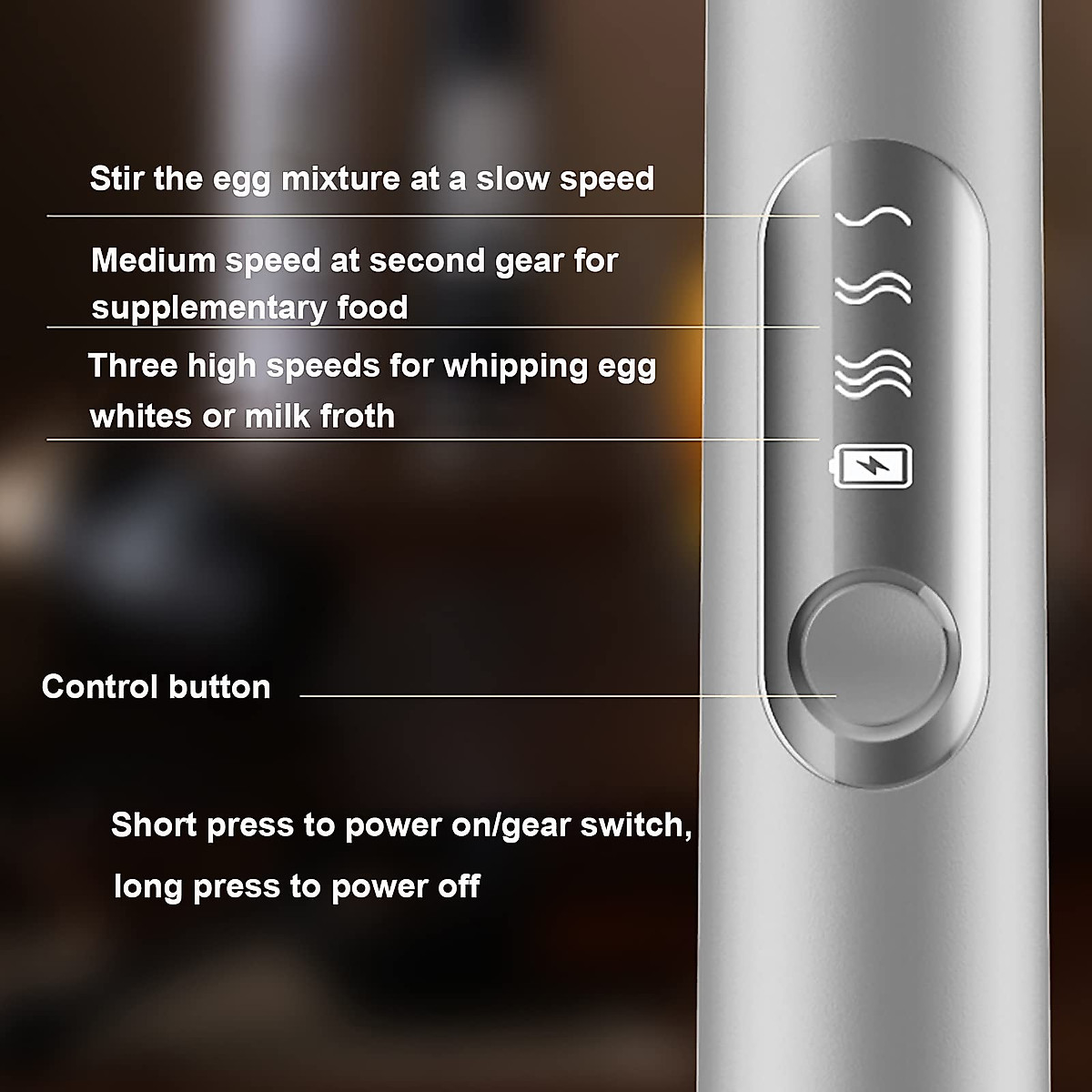 MOSHOU Electric Milk Frother Handheld, 3 Speeds Coffee Whisk Foam Maker with USB C Rechargeable, Whisk Drink Mixer for Lattes Frappe Matcha Hot Chocolate, Egg with 3 Mixer Heads (Black)