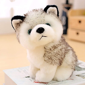 Enhopty 8" Husky Dogs Plush Husky Wolf Stuffed Animal Toys Puppy Doll Simulation Dog Ornaments Soft Cuddle Adorable Gifts for Girls Boys Toddlers on Birthday Children's Day