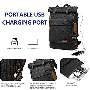 SUOVOCK travel backpack, carry on backpack, backpack for college, 14-17 inch laptop backpack, backpack with usb charging port(canvas)