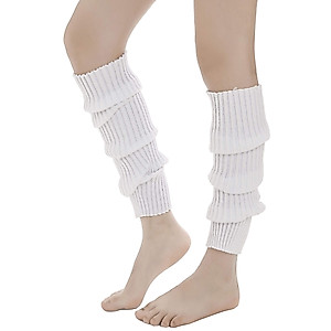 Sarfel Leg Warmers for Women 80s Ribbed Knit Leg Warmer Custume Womens Leg Warmers Sports Party Accessories White