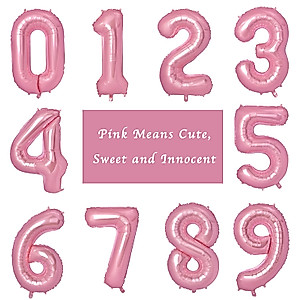 40 inch Number Balloons 8, Number Balloons Big Size for Birthday Graduation Wedding Anniversary Celebration Party Decorations (Pink)