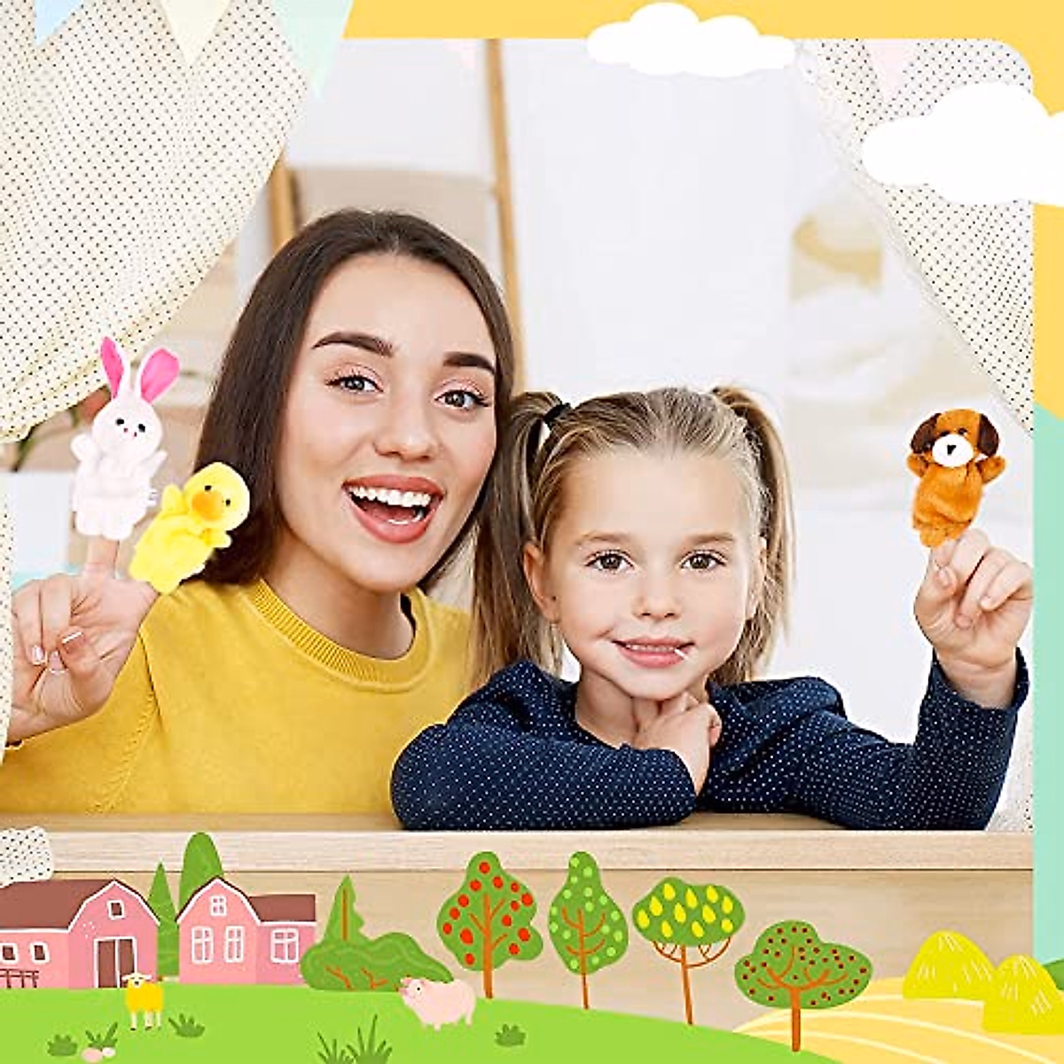 20Pcs Finger Puppets Set - Soft Plush Animals Finger Puppet Toys for Kids, Mini Plush Figures Toy Assortment for Boys & Girls, Party Favors for Shows, Playtime, Schools