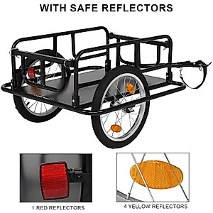 YEZIYIYFOB Bike Cargo Trailer with Universal Bike Hitch Bicycle Wagon Trailer Large Loading Bike Trailer Storage Cart with 15.4" Wheels & Reflectors