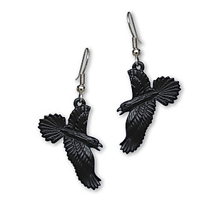 Gothic Black Raven Black Crow Dangle Earrings