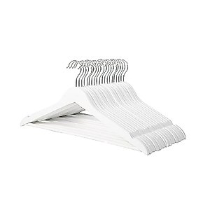 Amazon Basics Wood Suit Clothes Hangers - White, 20-Pack