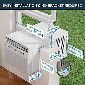 Upstreman 8100 BTU Window Air Conditioner, Cools up to 380 Sq. Ft, Full View, With Open Window Flexibility, Energy Saving, Remote Control (Fits up to 11" Wide Window Sill)-N2
