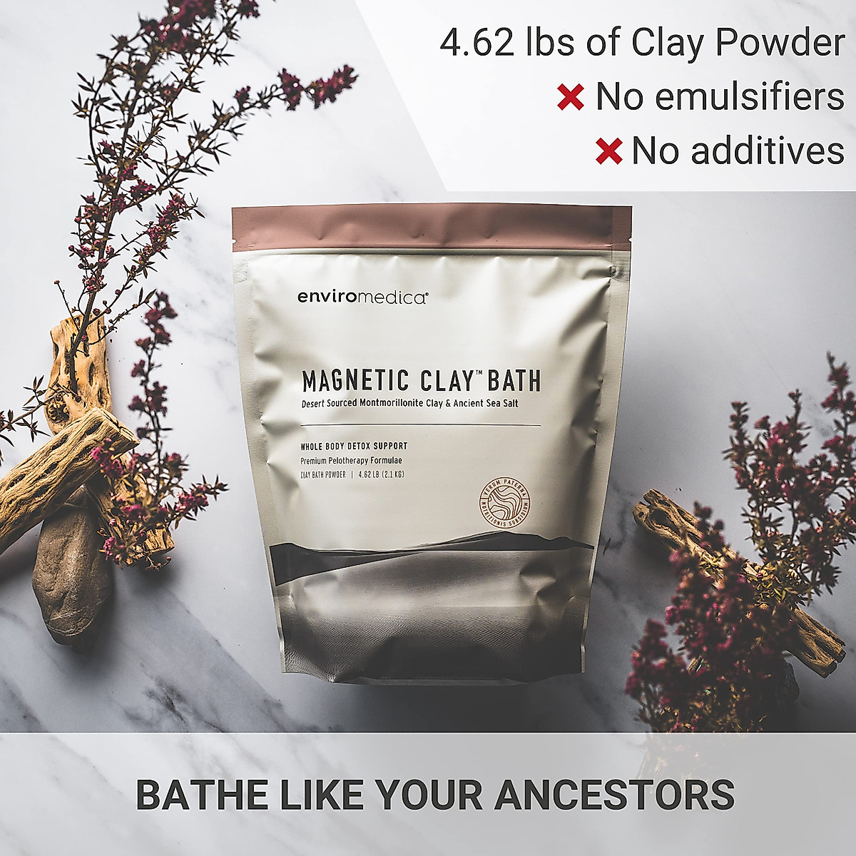 Magnetic Bentonite Clay Detox Bath – Sodium & Calcium Bentonite, & Himalayan Salt – Healing Clay to Remove Environmental Toxins for a Whole Body Detox – Health & Beauty Clay by Enviromedica