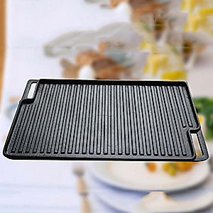 SLATIOM Cast Iron Double-Sided Grill, Uncoated Grill Pan, Cast Iron Grill, Grill Pan, Barbecue Utensils