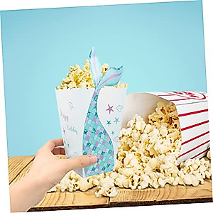 FUNOMOCYA 24pcs Popcorn Box Popcorn Box Mini Containers Popcorn Cups Disposable Candy Container Party Candy Table Containers Birthday Party Popcorn Boxes Mermaid Pattern Popcorn Box