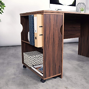 CozyCasa Computer Desk, Writing Study Table Desk with 2-Tier Movable Side Bookshelf for Home Office Modern PC Laptop Notebook Table Workstation Gaming Desk