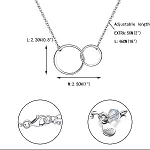 EVER FAITH Double Circles Necklace Sterling Silver Infinity Interlocking Friendship Sister Mother Daughter Necklace Mothers Day/Valentines Day/Christmas Jewelry Gift for Womens
