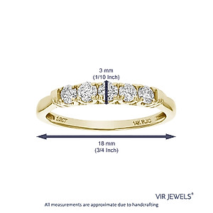 VIR JEWELS 1/2 cttw 5 Stone Diamond Ring Engagement Bridal in 14K Yellow Gold Round Prong Size 7