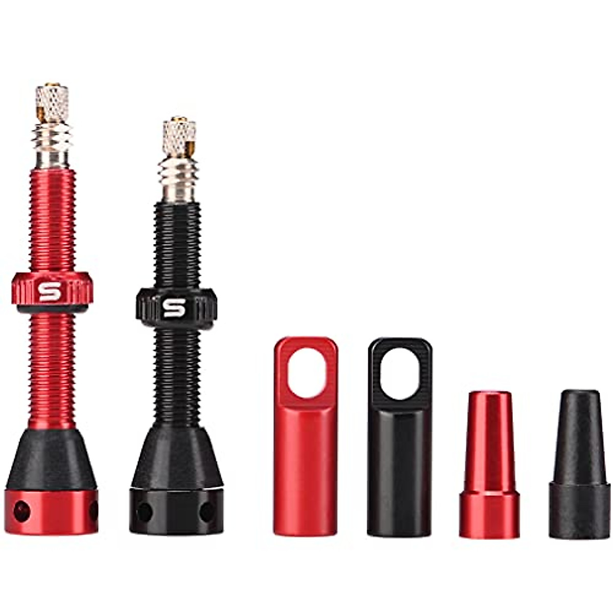 Tubeless Value Stems 40mm LITEONE Premium No Leak Tubeless Presta Valve Stems Kits with Integrated Value Core Remover Tool and Valve Stem Caps Fit Most Bicycle Tubeless Rims Pair Red