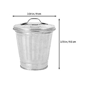 STOBOK Small Steel Stainless Desktop Trash Can, Wastepaper Baskets Pre- Galvanized Trash Can with Lid Mini Trash Can with Lid Office Mini Wastebasket Trash Can Garbage Can Metal Wastebasket