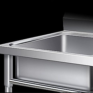 Single Sink Sink Commercial Home Sink Stainless Steel Kitchen Sink (Size : 60 * 60 * 80cm)