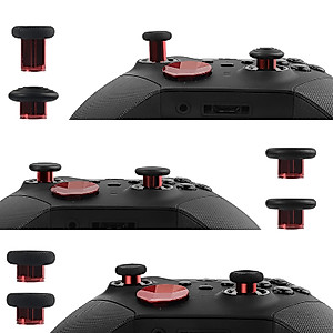 TOMSIN Replacement Magnetic Buttons Kit for Xbox Elite Controller Series 2 Accessories, Includes 6 Metal Plating Joysticks, 4 Paddles, 2 D-Pads, 1 Adjustment Tool (Plating Red)