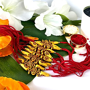 KSJONE Set of 12 Om Design Rakhi Thread, Rakhi for Brother, Raksha Bandha Gift for Your Brother, Rakhi Bracelet for Loving Sibling, Father, Bhabhi, Bhaiya with Roli Chawal (Design 2)